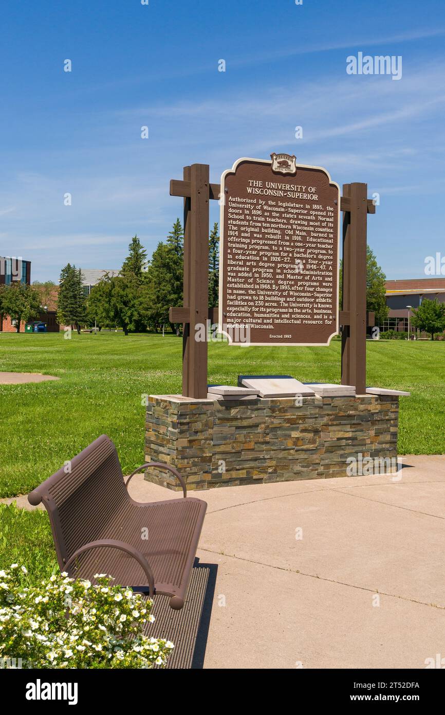 SUPERIOR, WI, USA - JULY 8, 2022: Entrance sign and placard on the ...