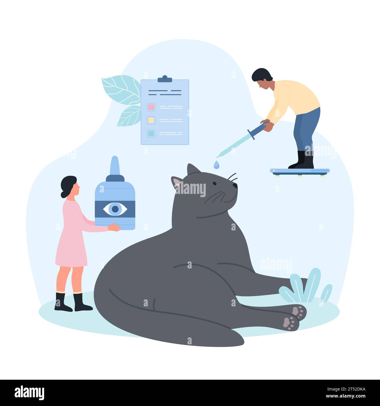 Treatment, cat care by veterinarian vector illustration. Cartoon tiny ...