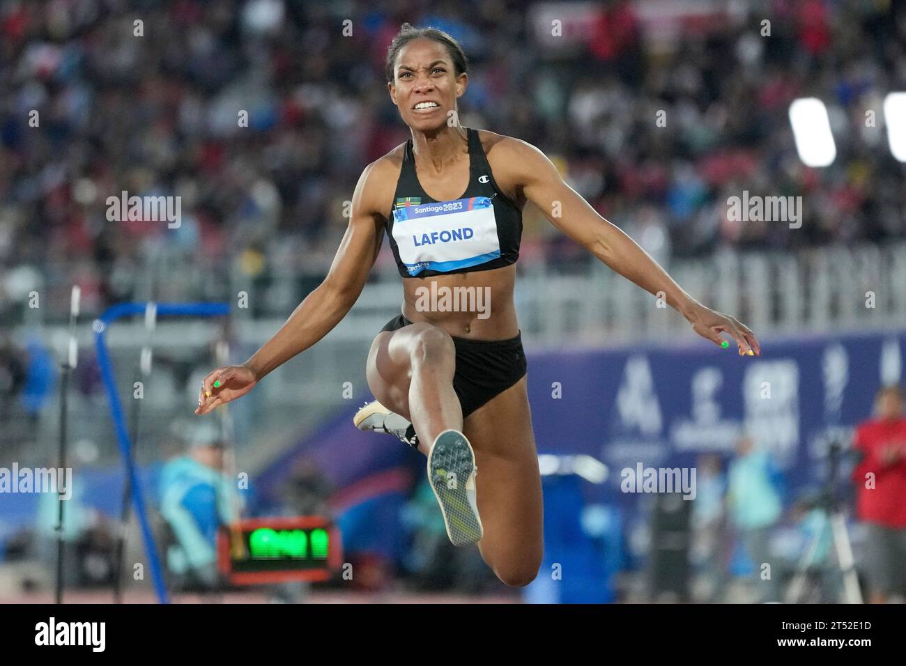 Dominica's Thea Lafond competes in the women's triple jump final at the ...