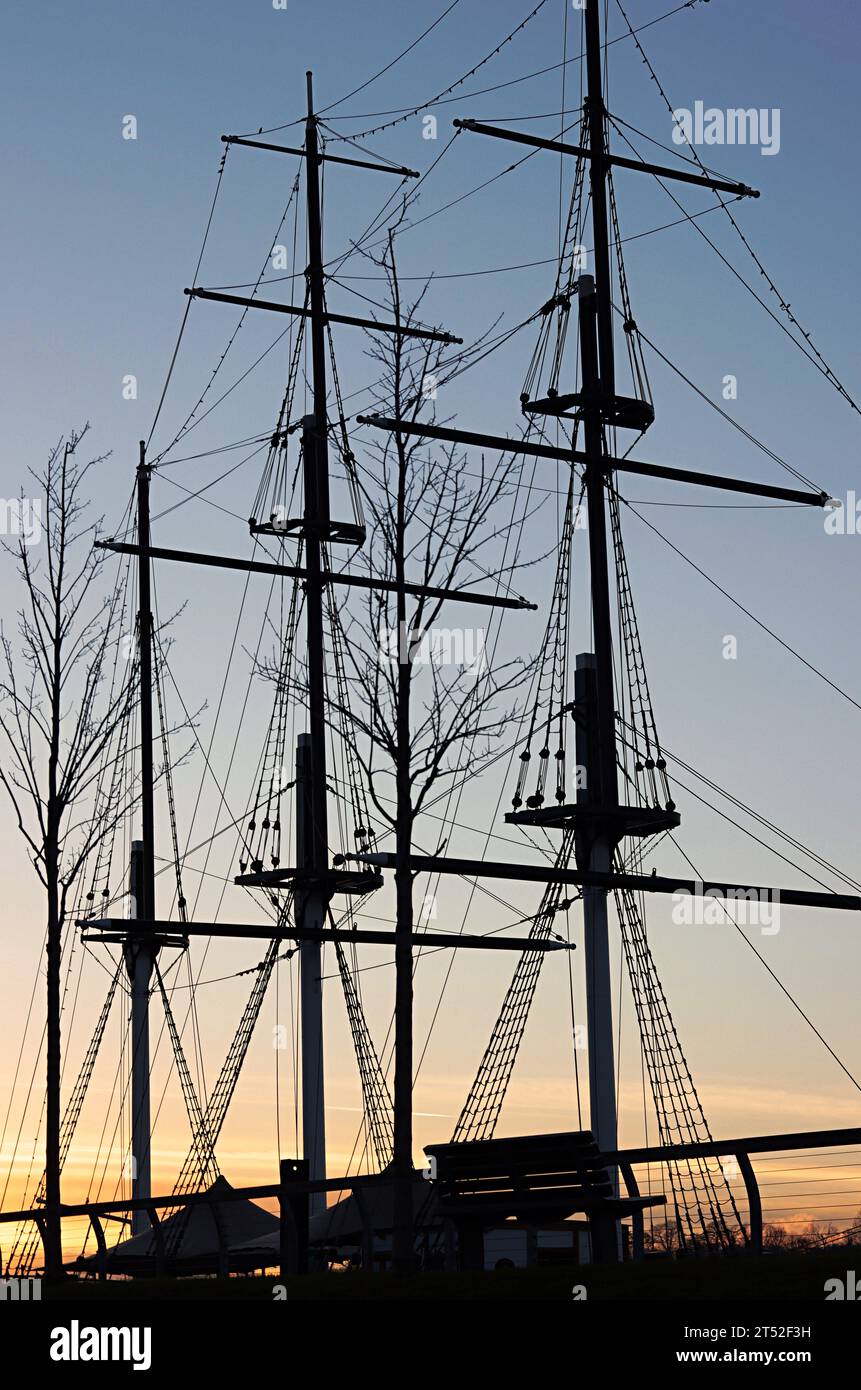 Sailing ship with several tall masts Stock Photo - Alamy