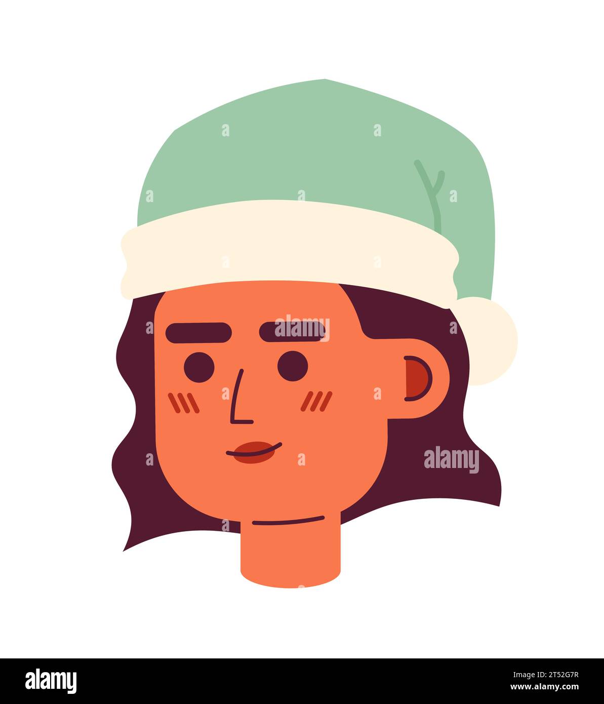 Christmas santa hat latina woman 2D vector avatar illustration Stock ...