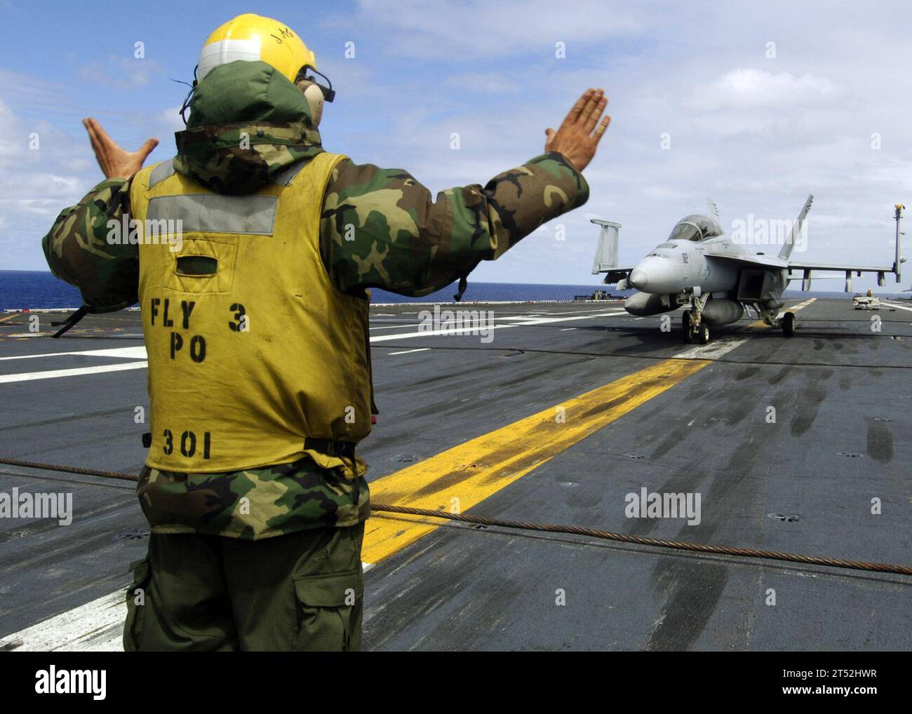 aircraft, flight deck, handler Stock Photo - Alamy