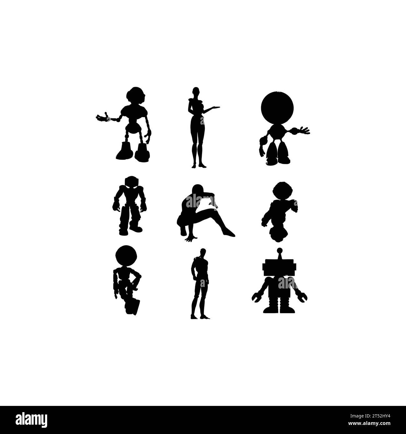 Black silhouette of an ai robot Cut Out Stock Images & Pictures - Alamy