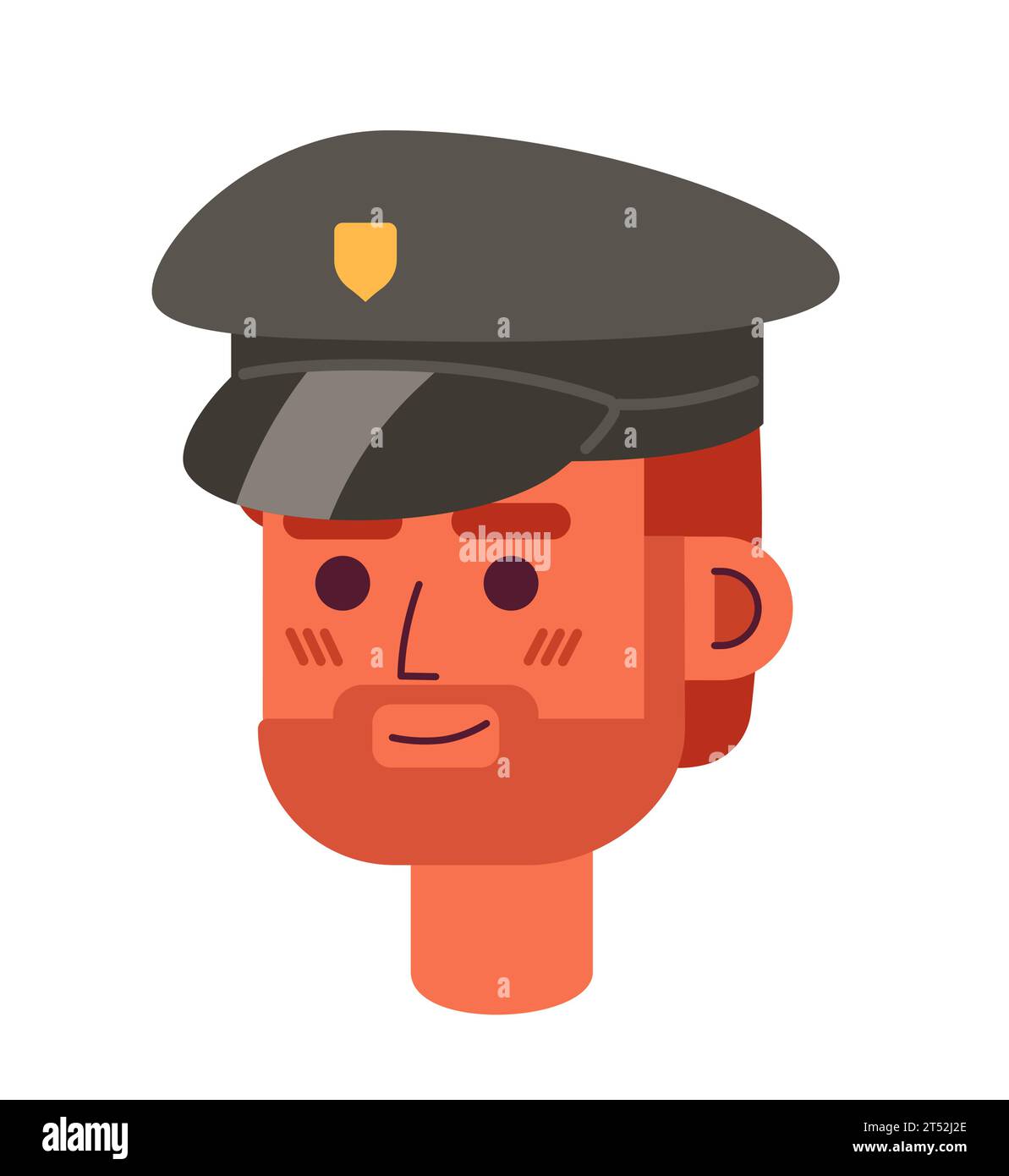 Caucasian man police officer hat 2D vector avatar illustration Stock ...