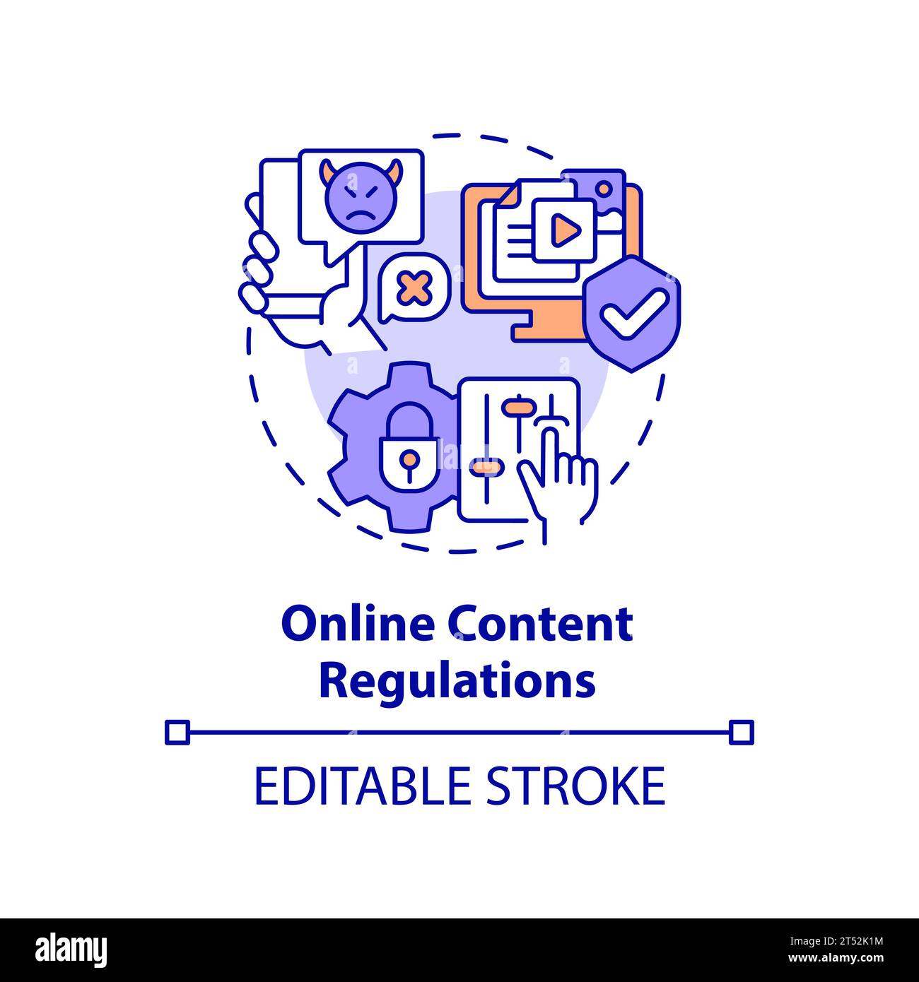 2D thin linear icon online content regulations concept Stock Vector Image & Art - Alamy