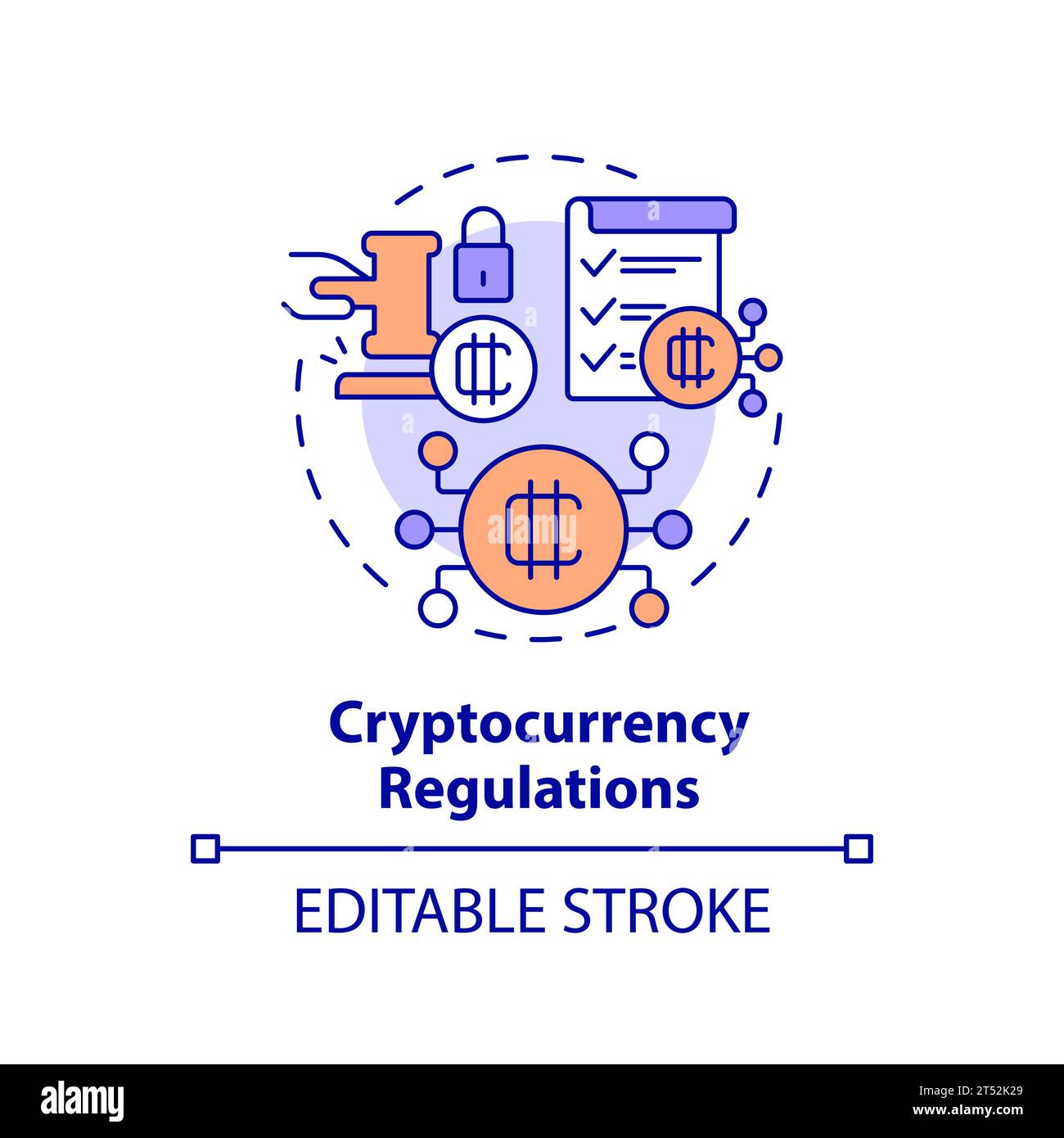 2D thin linear icon cryptocurrency regulations concept Stock Vector Image & Art - Alamy