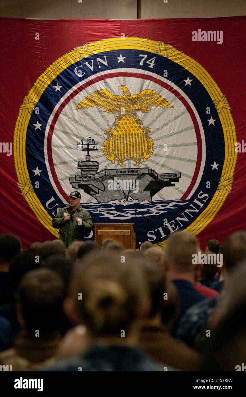 Call in the hangar bay aboard the nimitz class aircraft carrier hi-res ...