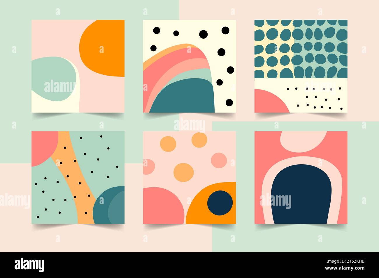 Set abstract shapes backgrounds in naive doodle style. Contemporary art ...