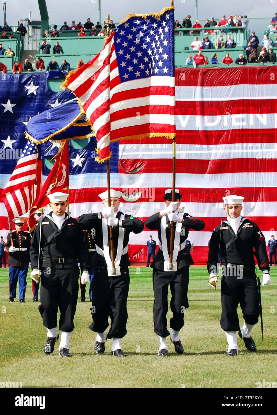American flag, Baseball, ceremony, COMREL, Honor Guard, people Stock ...