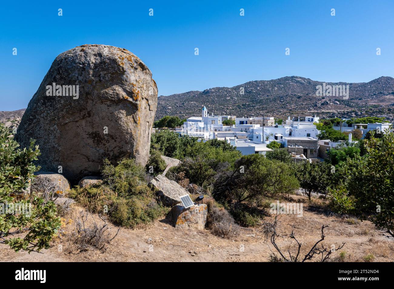 Large, round boulders scattered throughout the terrain of Volax in ...