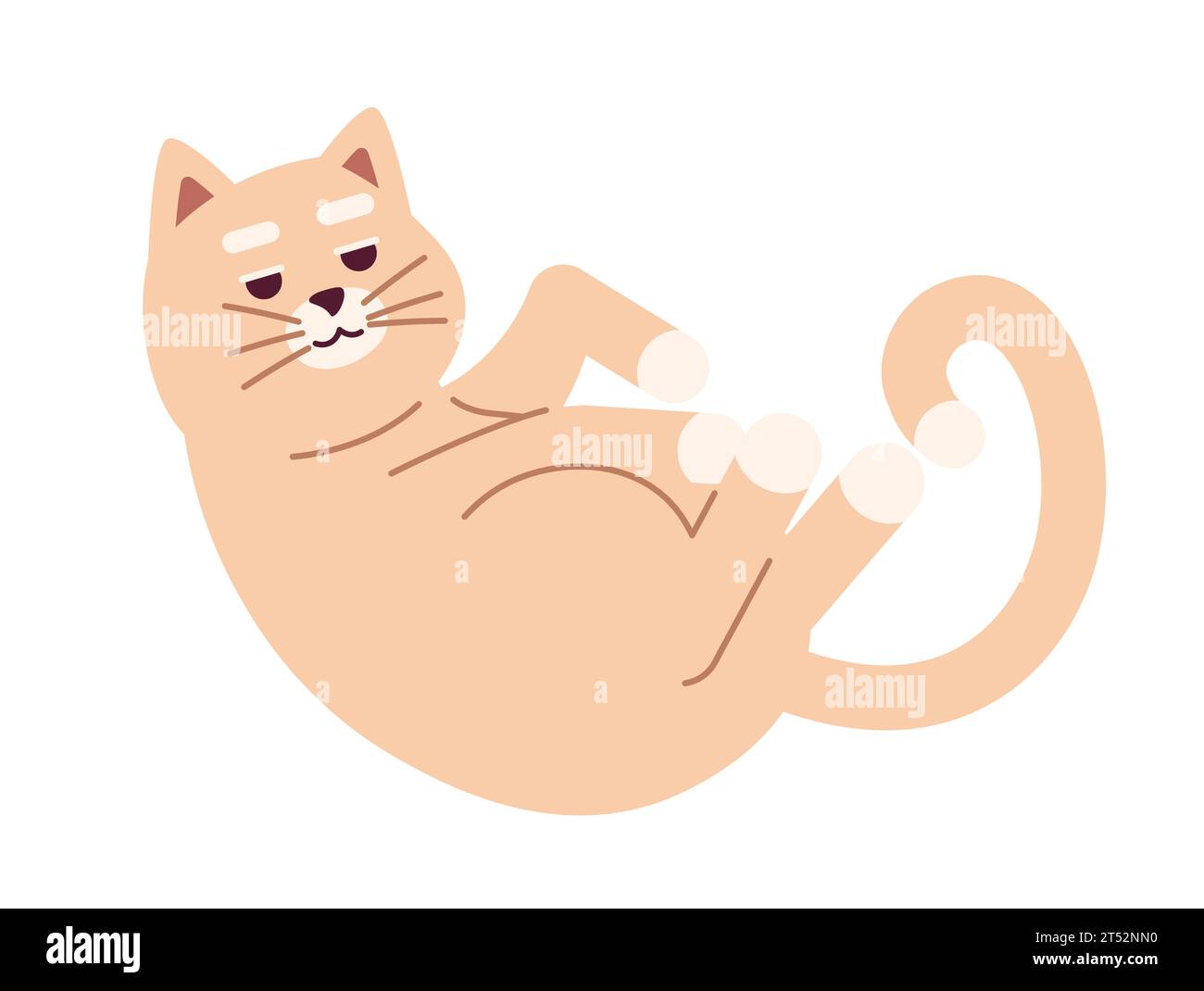 Cozy cute cat curled up 2D cartoon character Stock Vector Image & Art ...