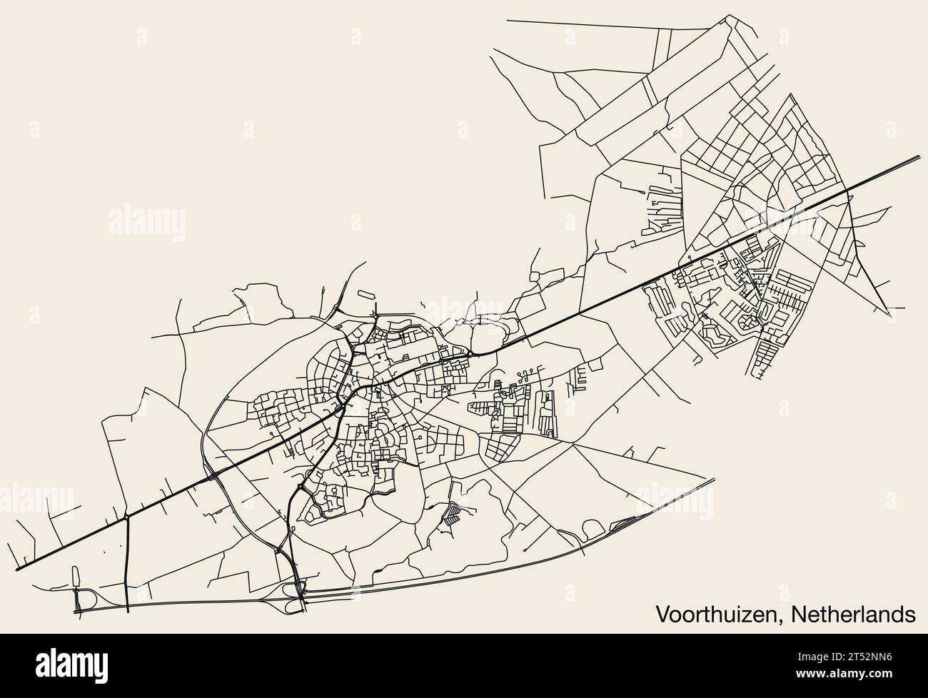 Street roads map of VOORTHUIZEN, NETHERLANDS Stock Vector Image & Art ...