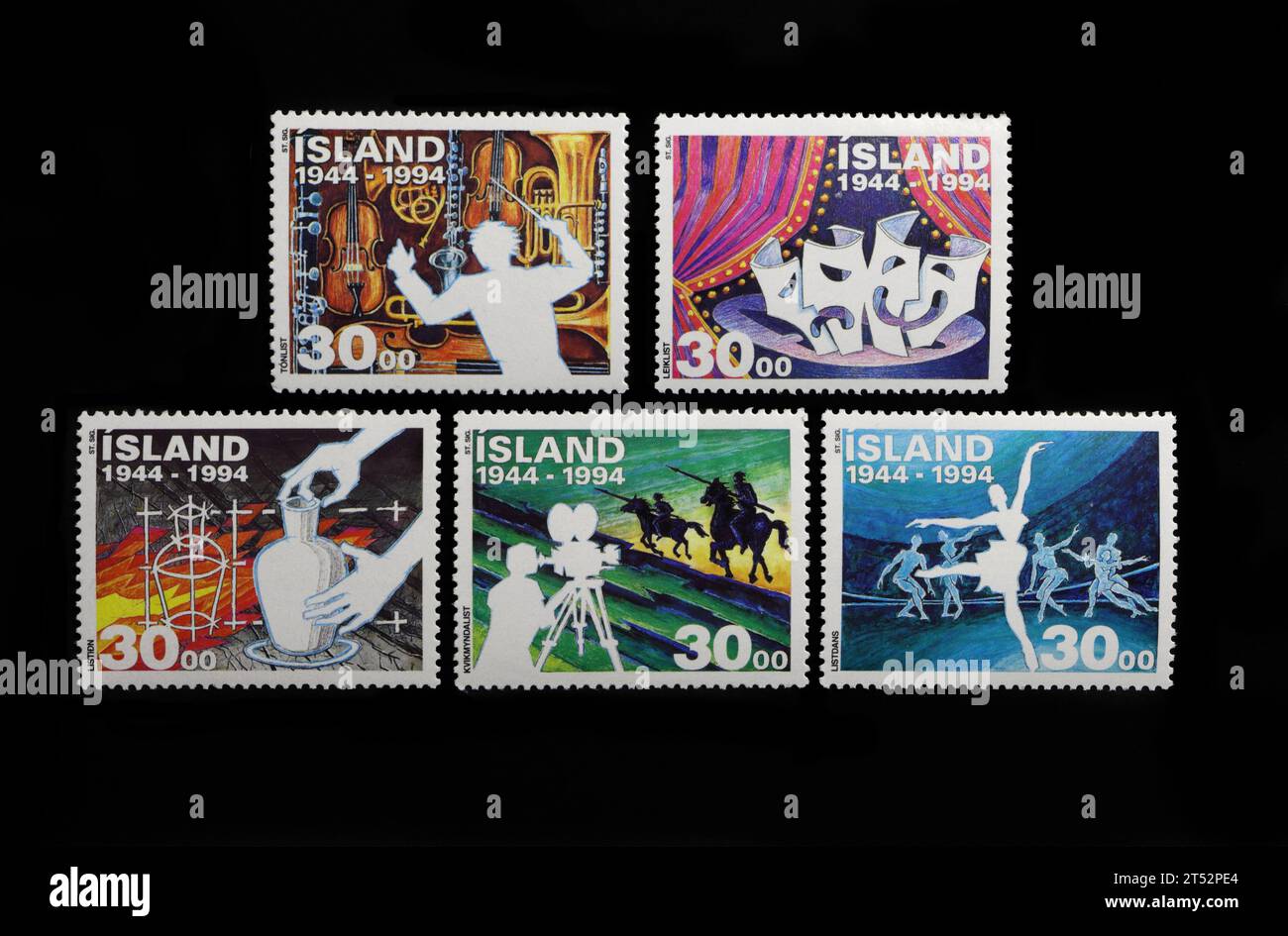 Iceland stamps issue celebrating 50th anniversary of independence 1994 ...