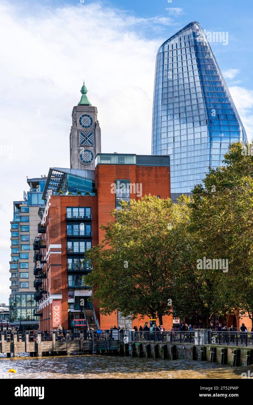 The Oxo Tower and Number One Blackfriars Building Taken From The Thames ...