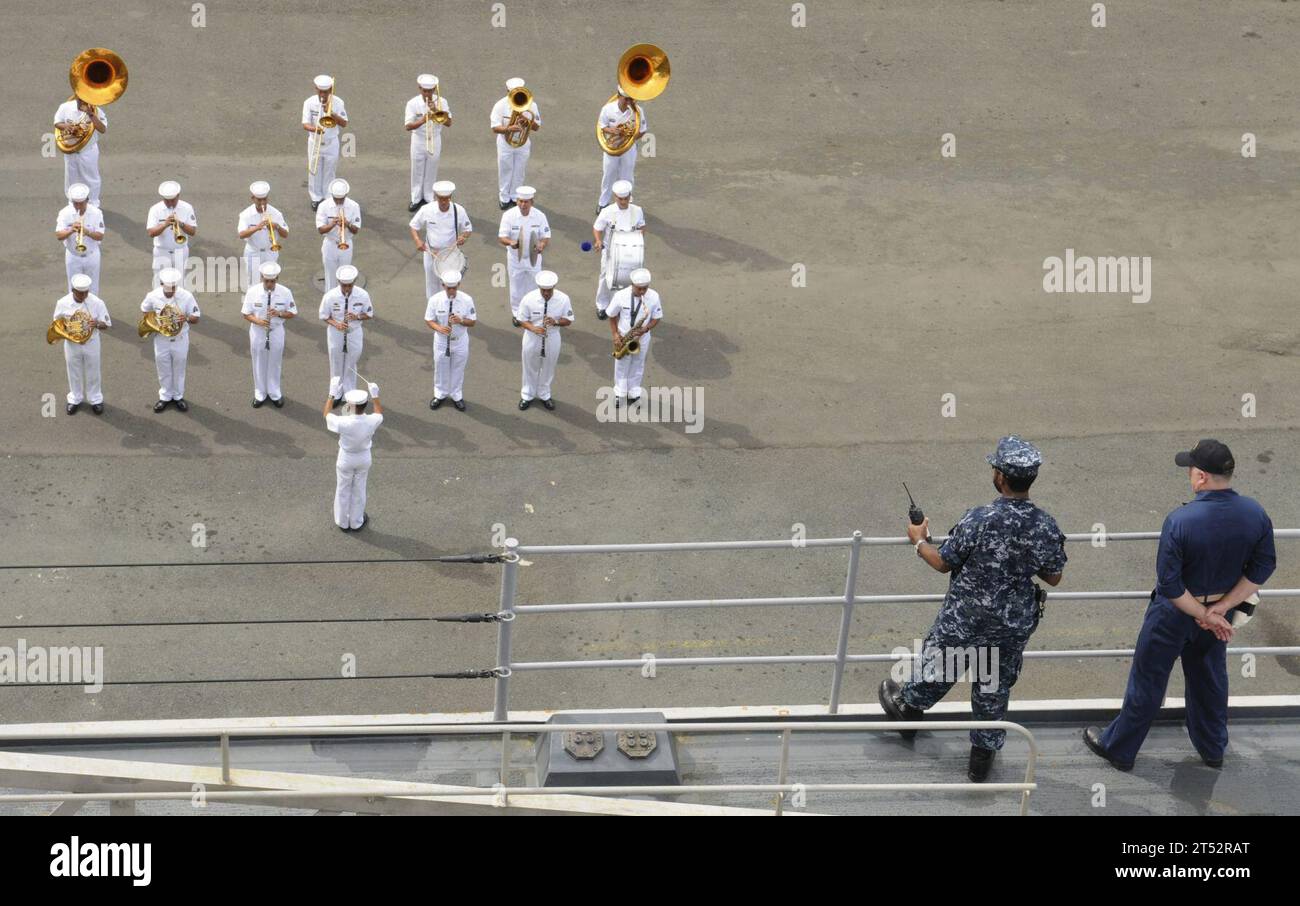 amphibious command ship, Manila, navy, Philippine Navy Band, port visit, U.S. Navy, USS Blue ...