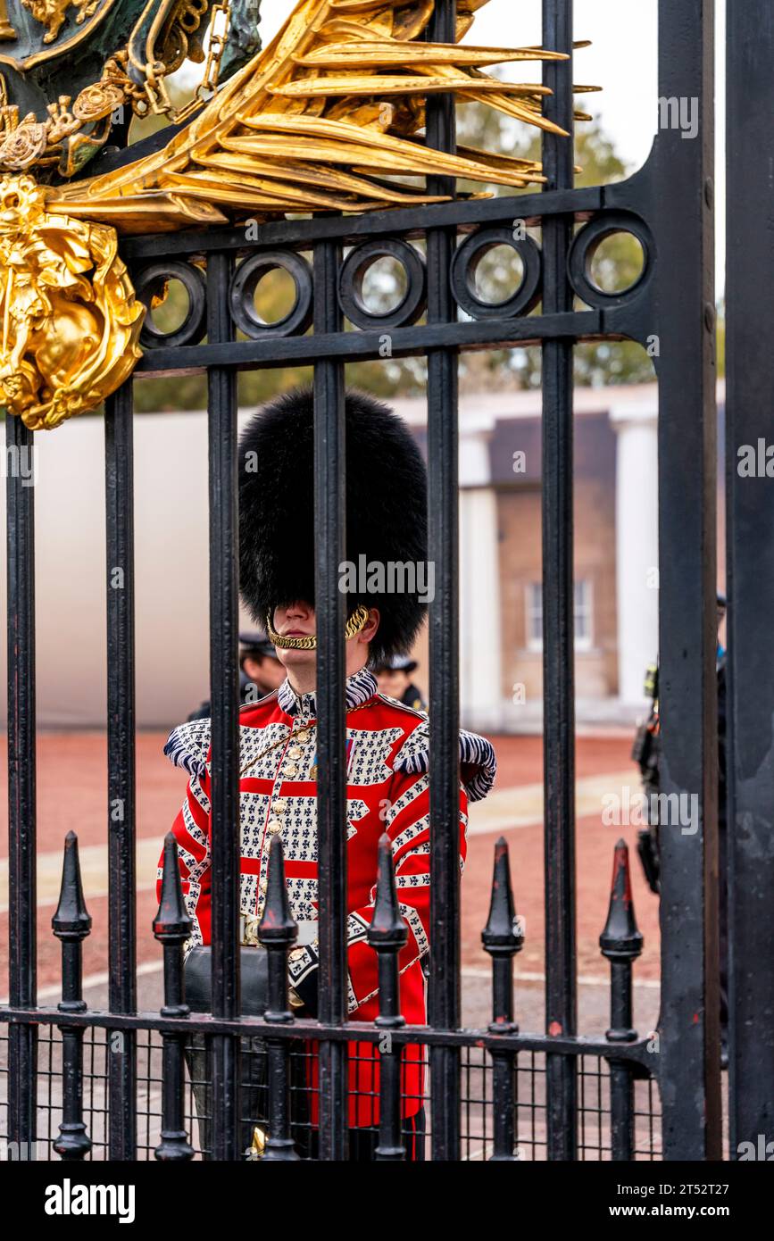 A Soldier Stands Guard At The Gates of Buckingham Palace After The ...