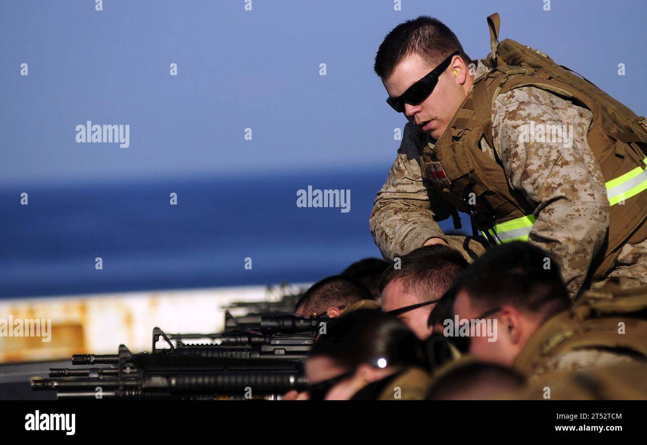 amphibious transport dock ship, Bataan Amphibious Ready Group, Marines, small arms ...