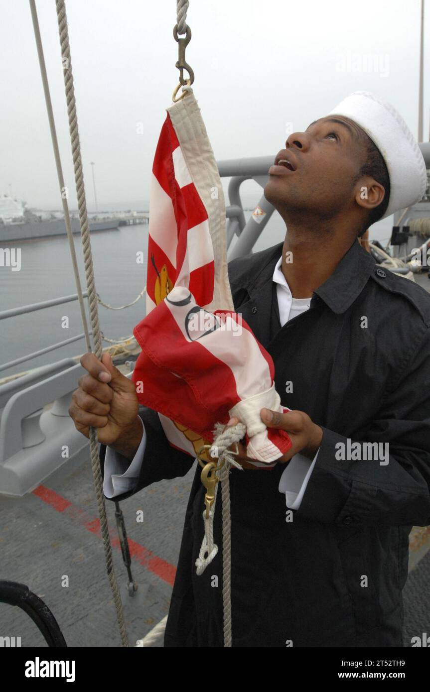 amphibious transport dock ship, Morning colors, navy, navy jack, U.S ...