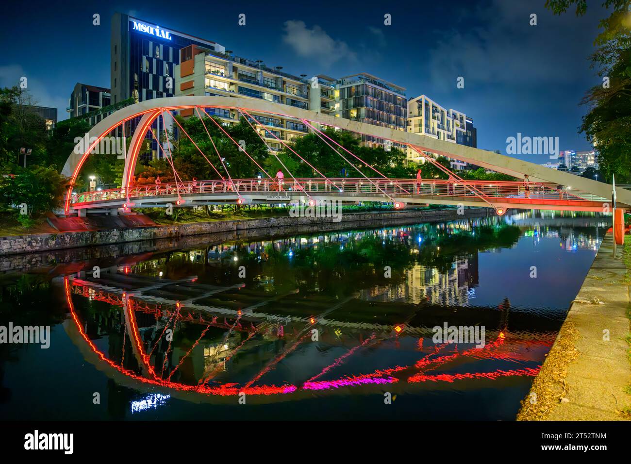 Robertson Bridge Singapore at night Stock Photo - Alamy