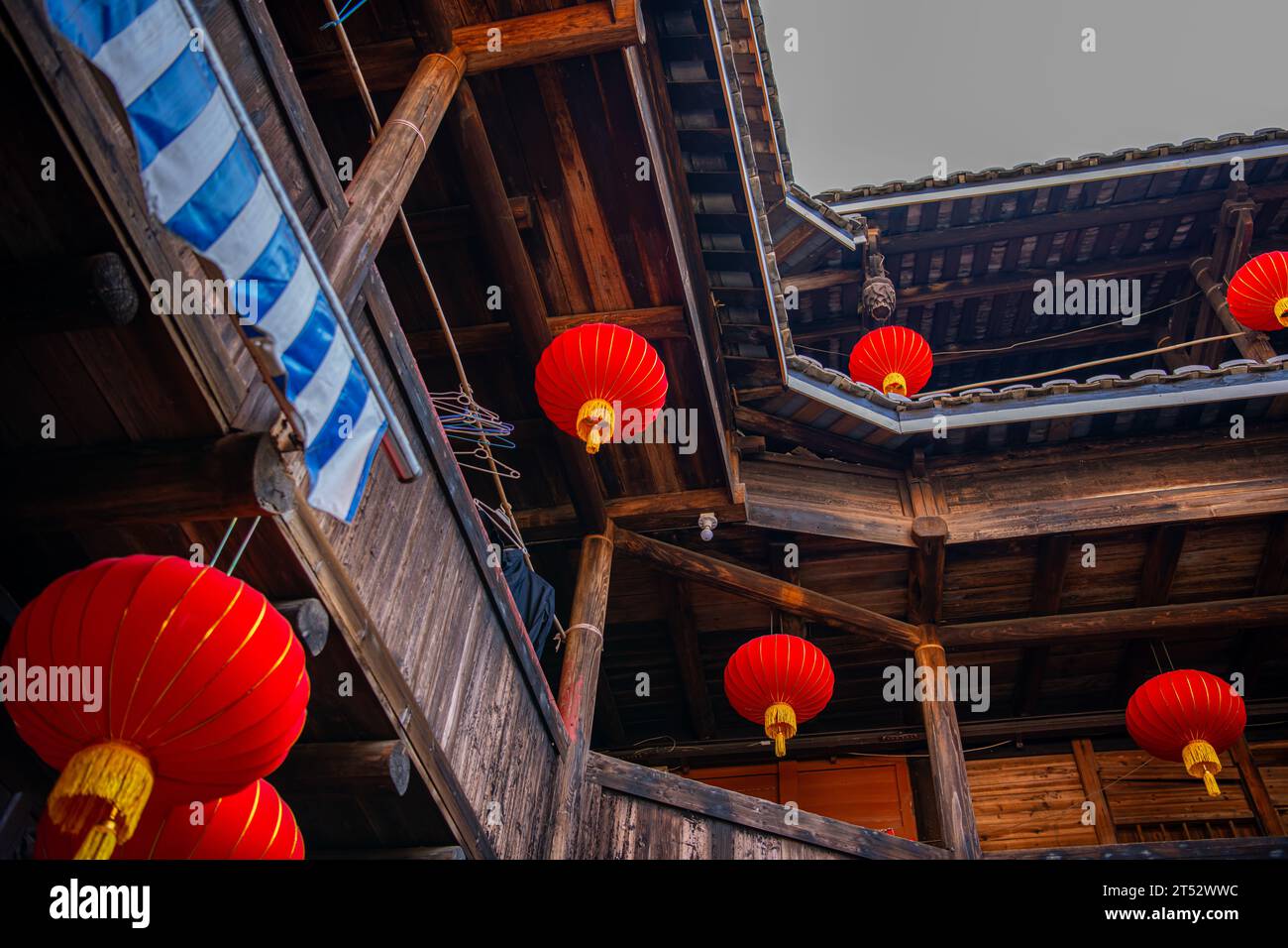 Layers of the roofs at the Tulou Earth buildings, Fujian, China ...