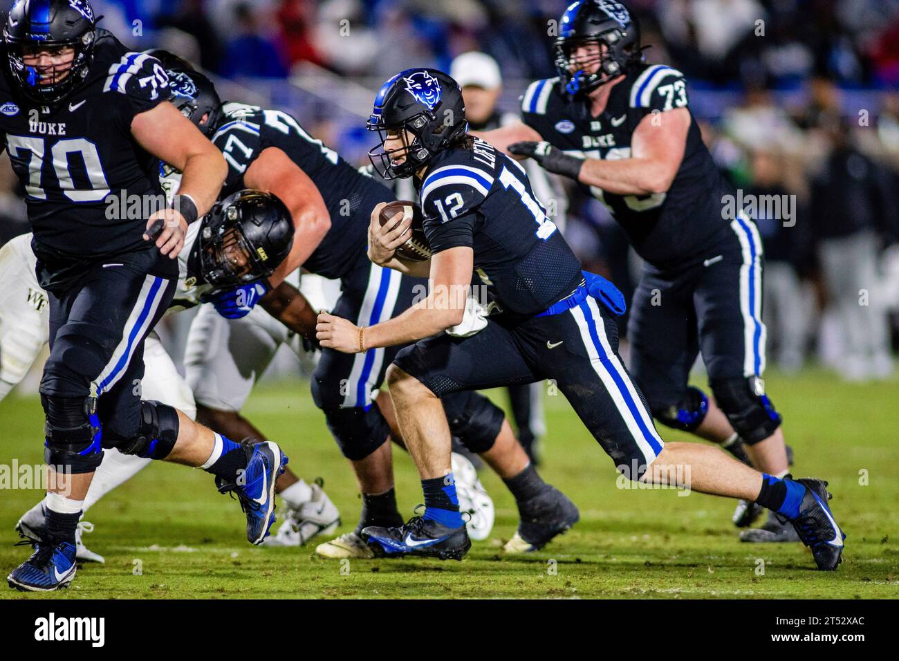 November 2, 2023: Duke Blue Devils quarterback Grayson Loftis (12) runs ...