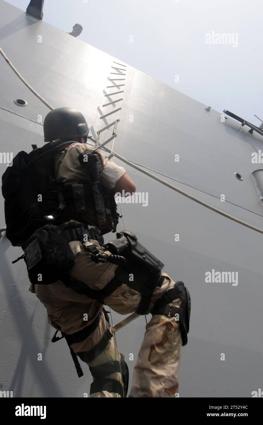 ARABIAN GULF, board, ladder, Sailors, search and seizure team, training ...