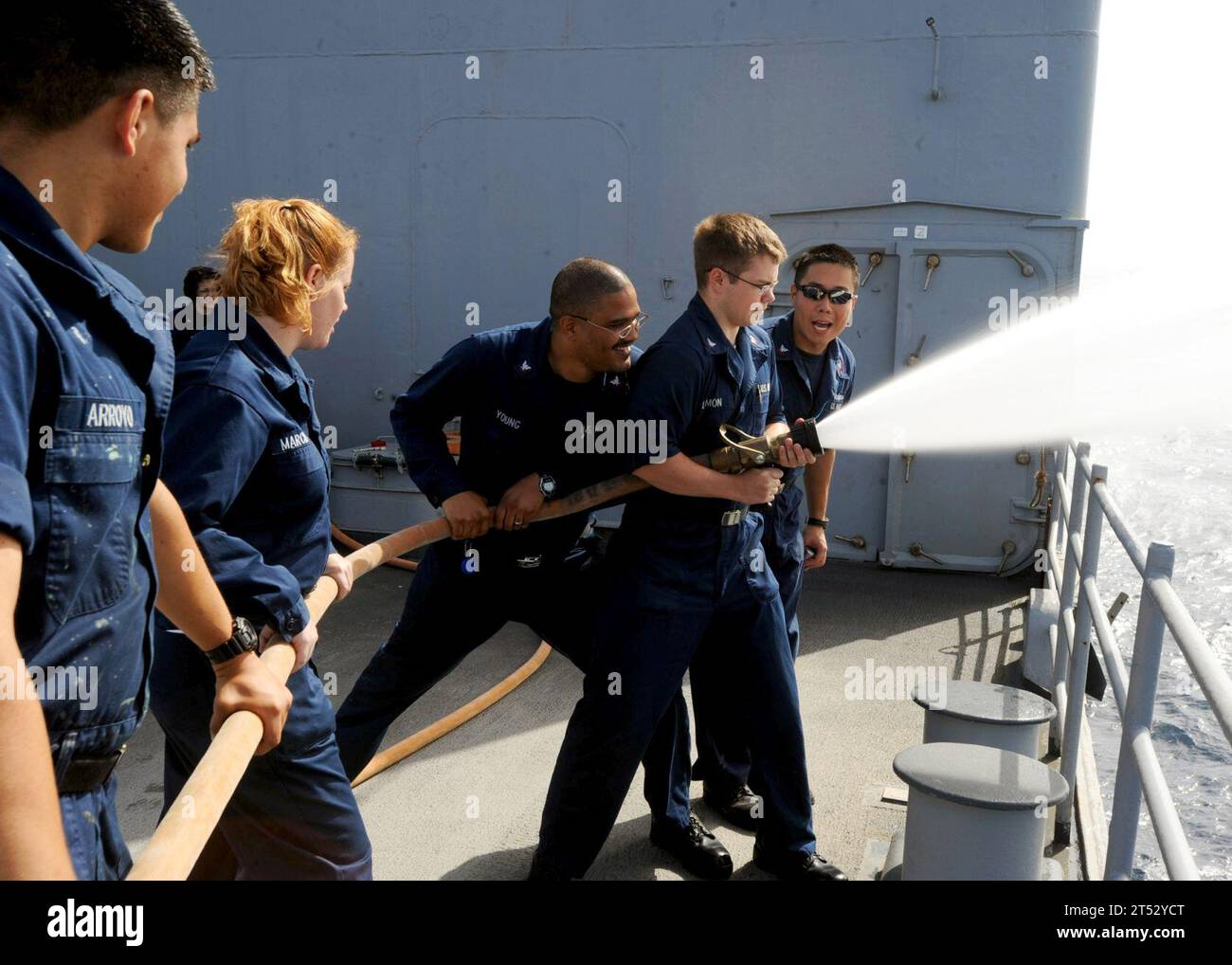 Arabian Sea, charged fire hose, Sailors, U.S. navy photo, USS Leyte ...