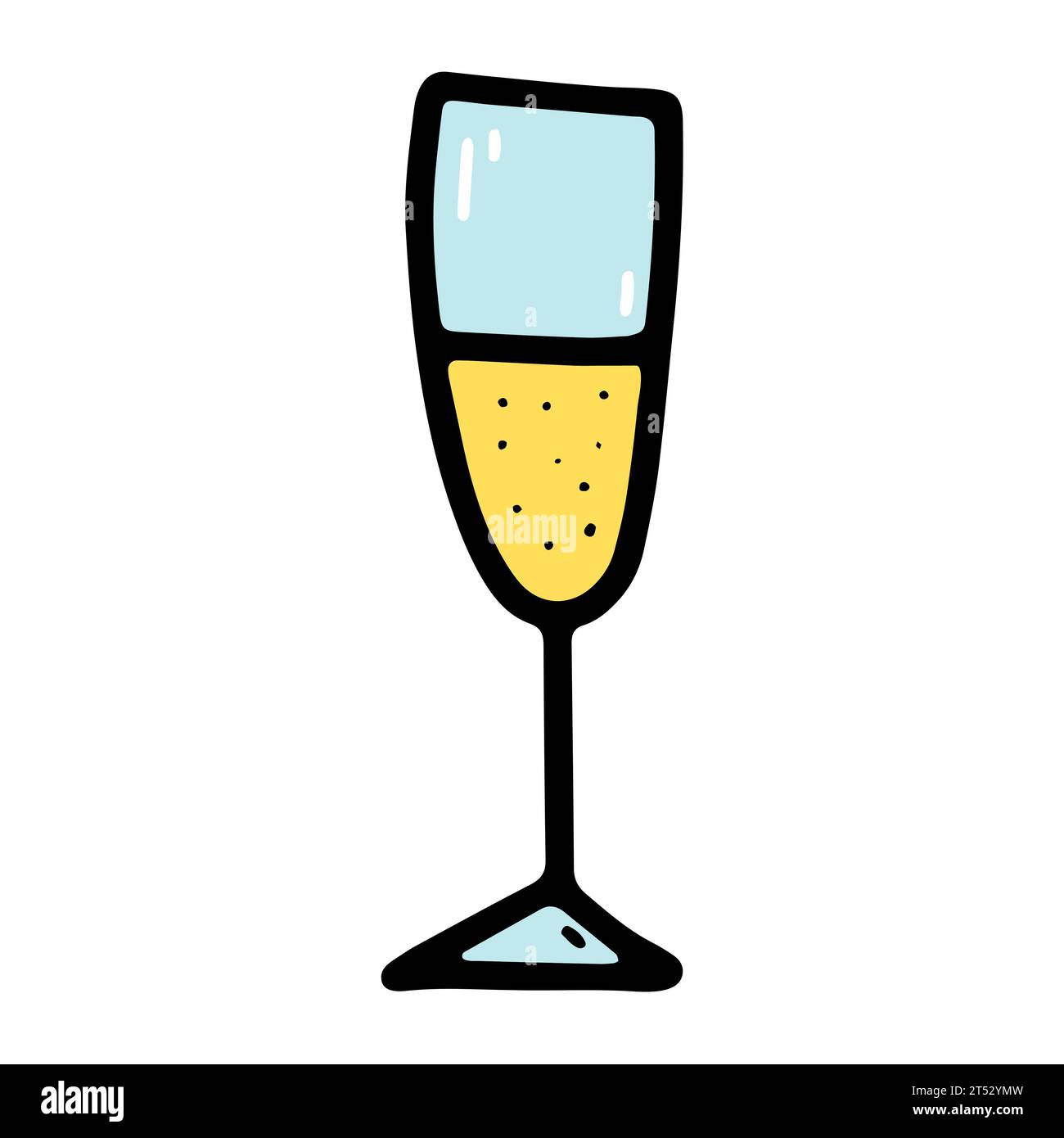 Doodle vector Glass for prosecco, champagne. Celebratory drink isolated ...