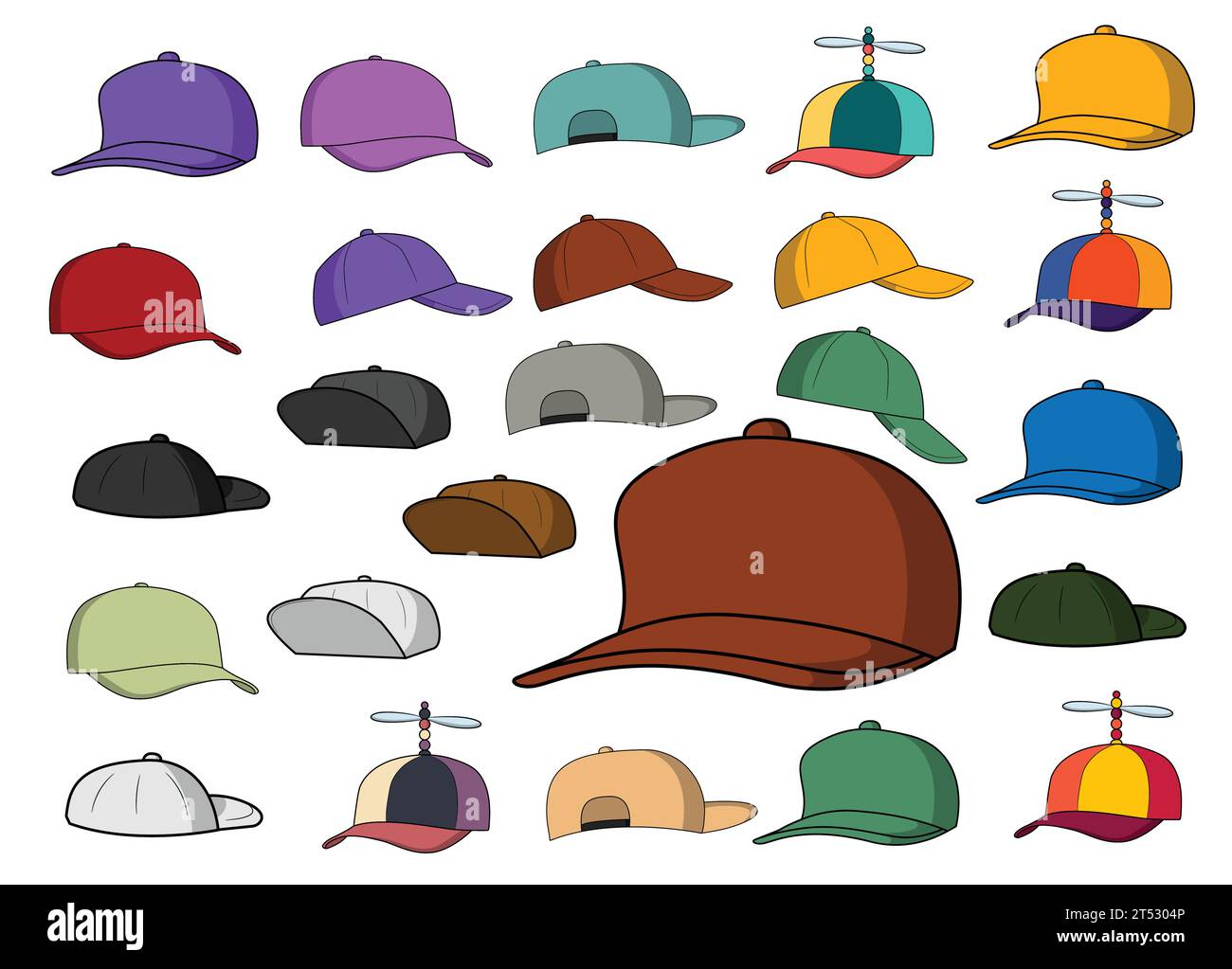 Baseball and hip hop cap fashion hat collection Vector Image Stock ...