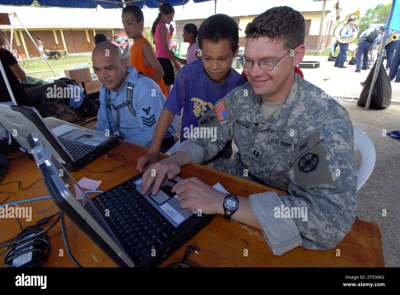 army, child, humanitarian deployment, Joint, MEDCAP, Sailor Stock Photo ...