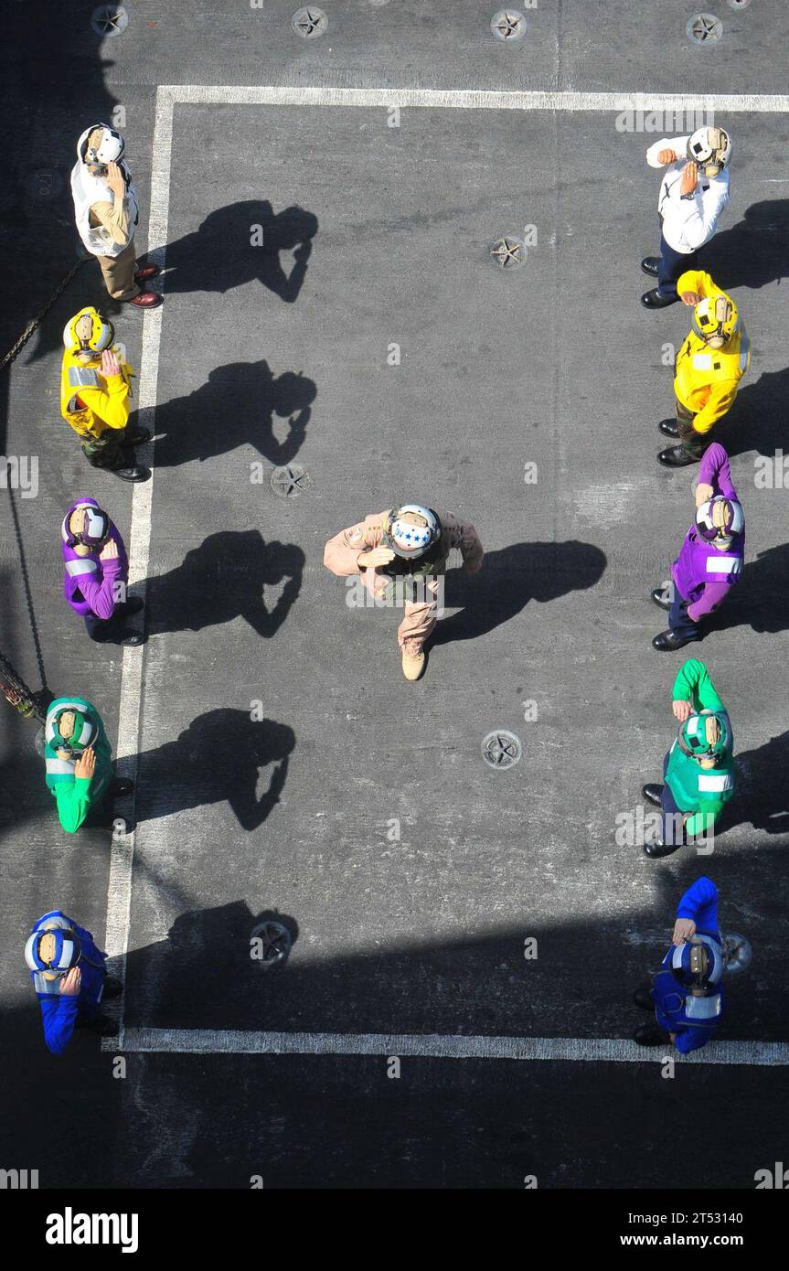 arrive, flight deck, honors, rainbow, salute, Side Boys Stock Photo - Alamy