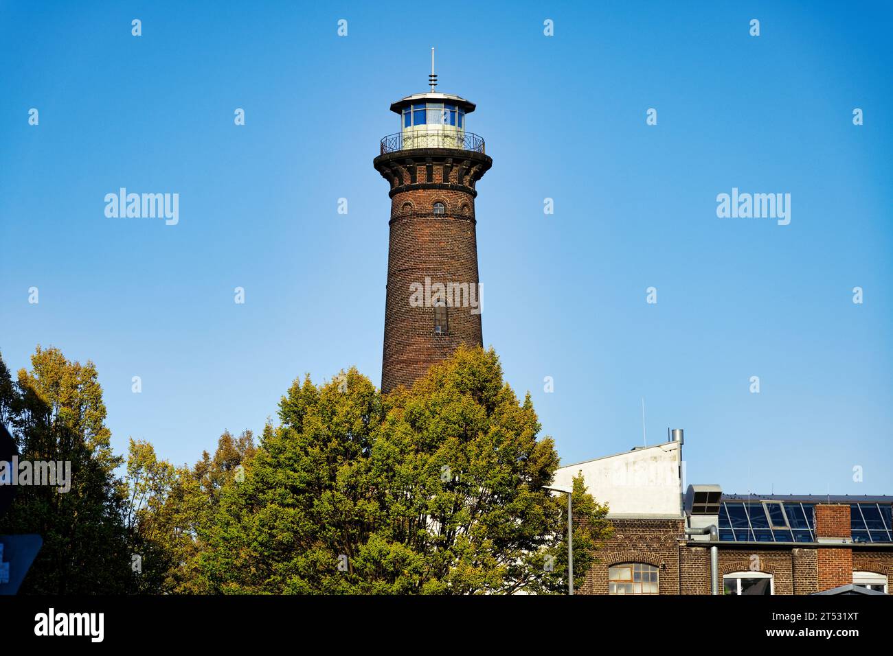 the historic Helios lighthouse in Cologne Ehrenfeld in autumn mood ...