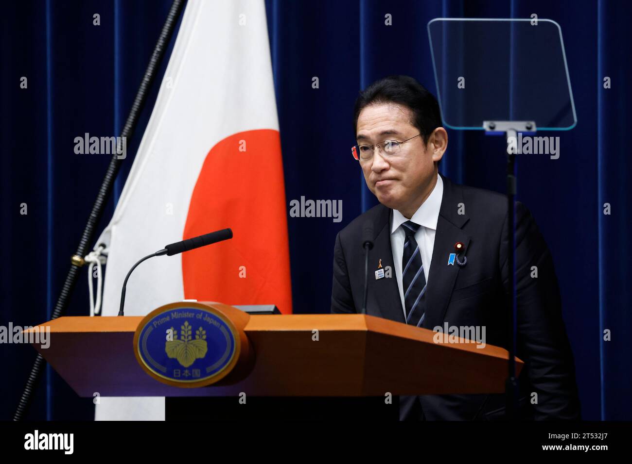 Japan's Prime Minister Fumio Kishida arrives for a news conference at ...