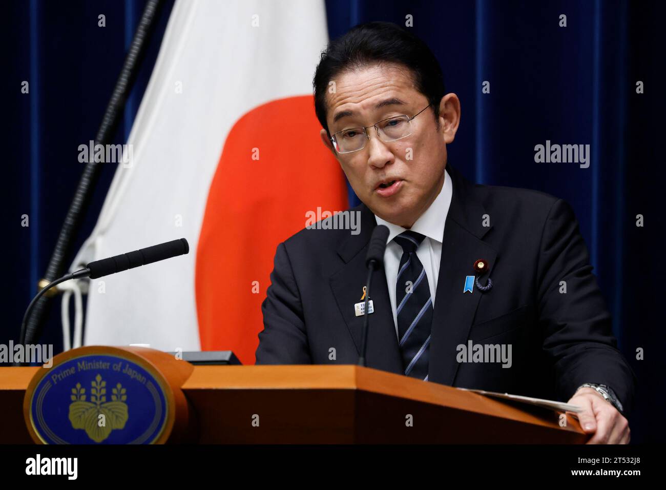 Japan's Prime Minister Fumio Kishida speaks during a news conference at ...
