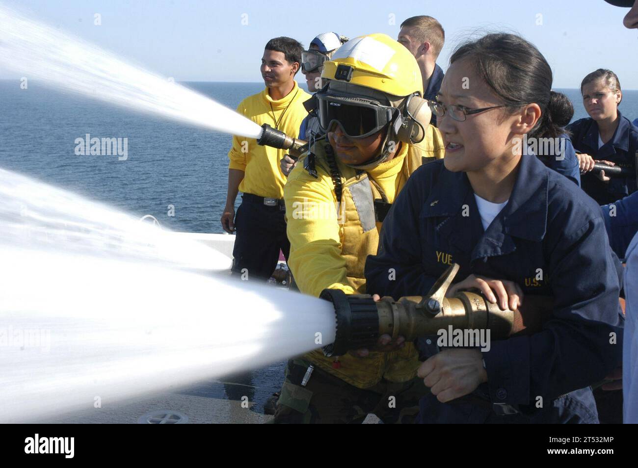 Flight deck fire drill hi-res stock photography and images - Alamy