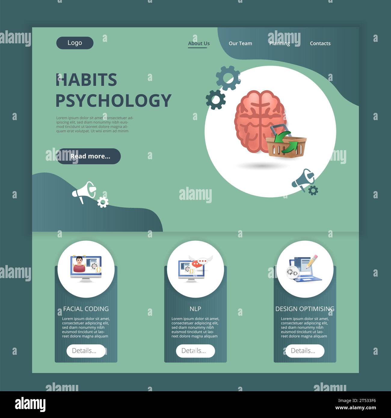 Habits psychology flat landing page website template. Facial coding ... Habits psychology flat landing page website template. Facial coding ...