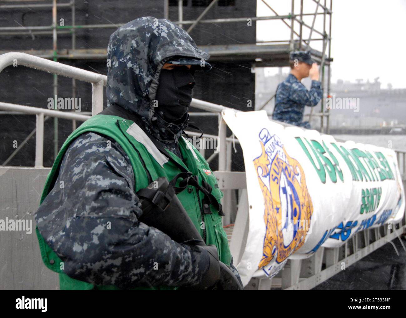 attack submarine, Los Angeles-class, navy, snow, storm, topside ...
