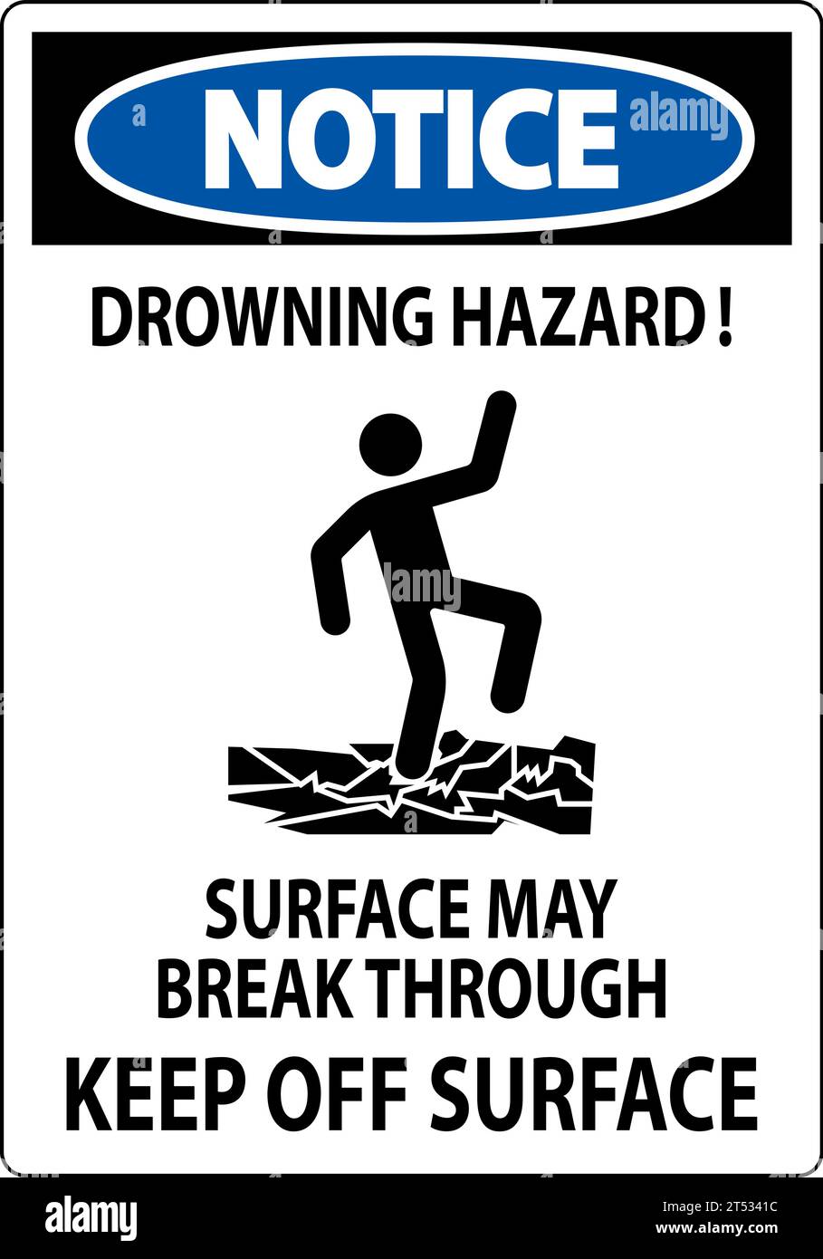 Notice Sign Drowning Hazard - Surface May Break Through, Keep Off ...