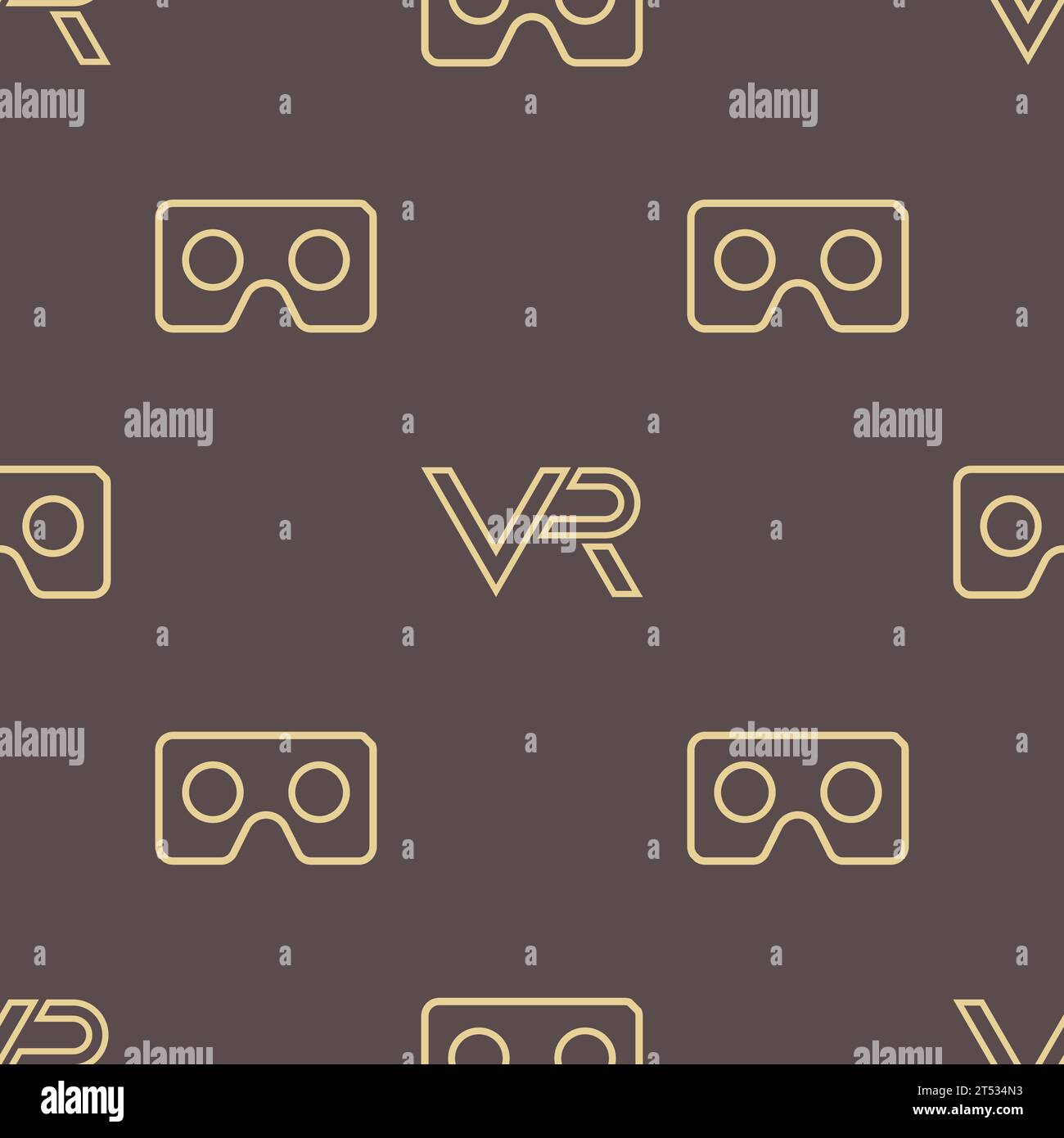 Seamless pattern with VR logos. Virtual reality brown and golden logos ...