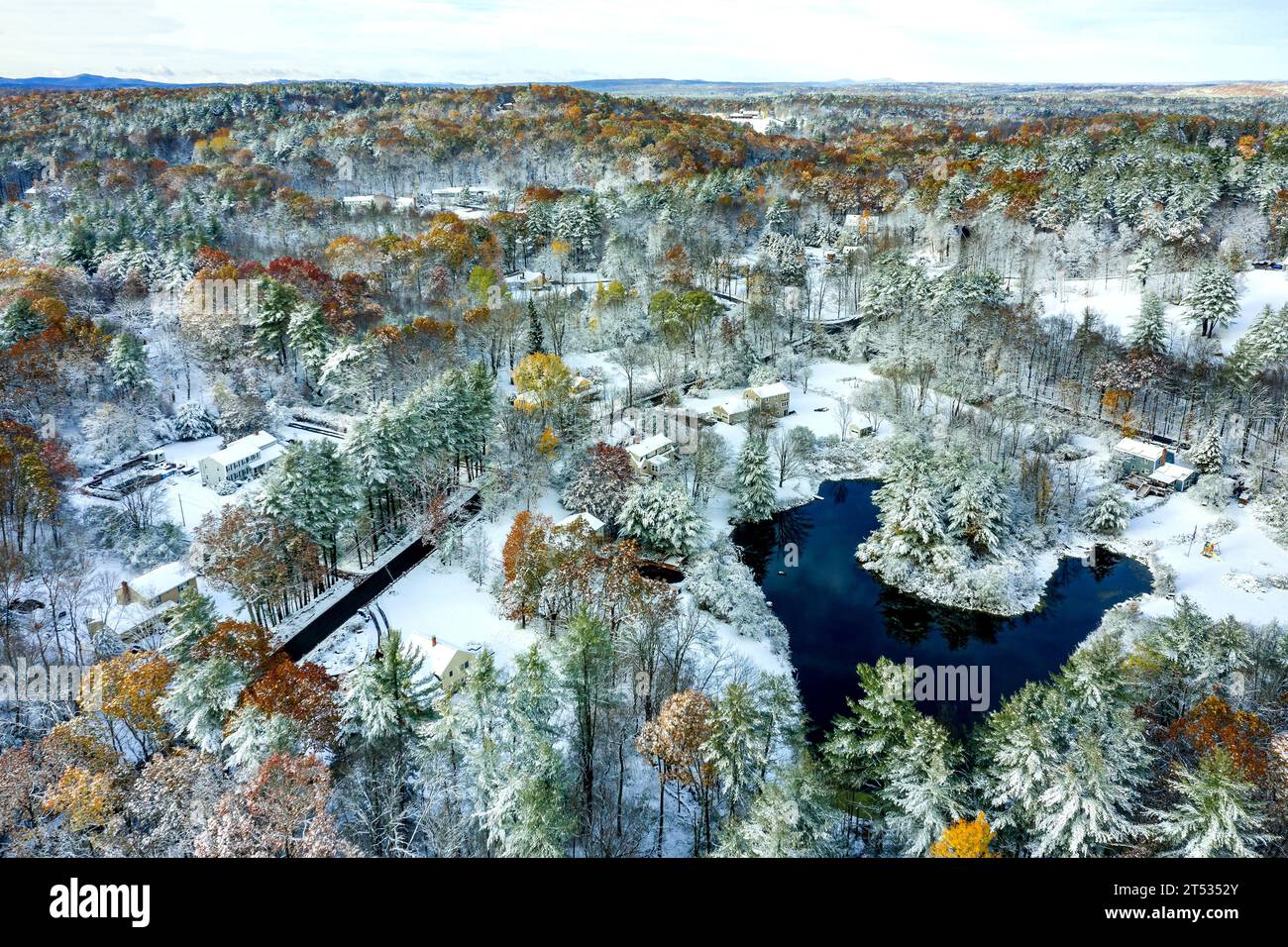 New england fall foliage drone hi-res stock photography and images - Alamy
