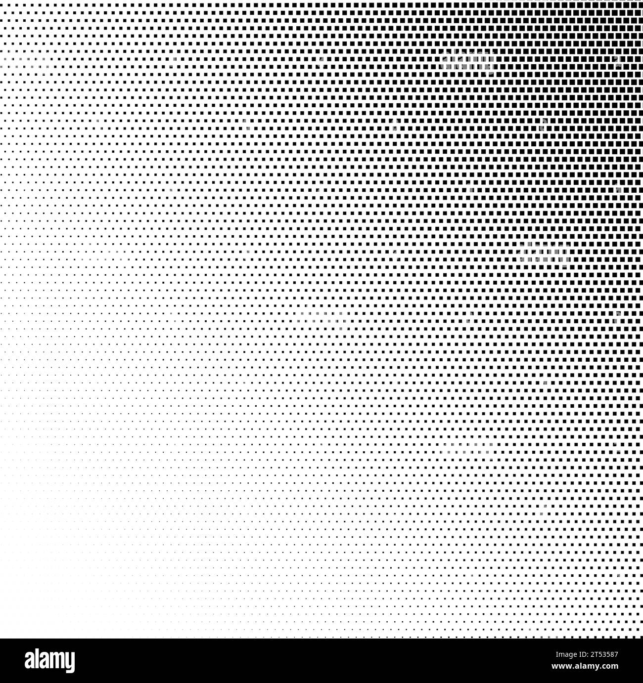 Corner with a halftone raster gradient pattern of small black squares ...