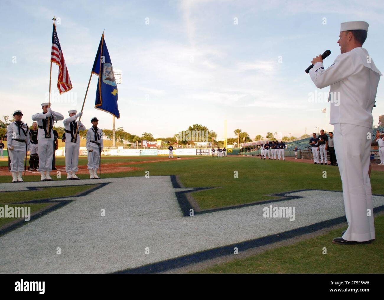 baseball game, color guard, honors, National Anthem, navy, New Orleans ...