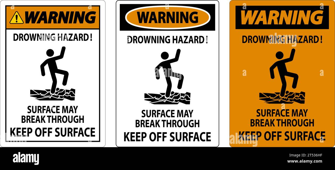 Warning Sign Drowning Hazard - Surface May Break Through, Keep Off ...