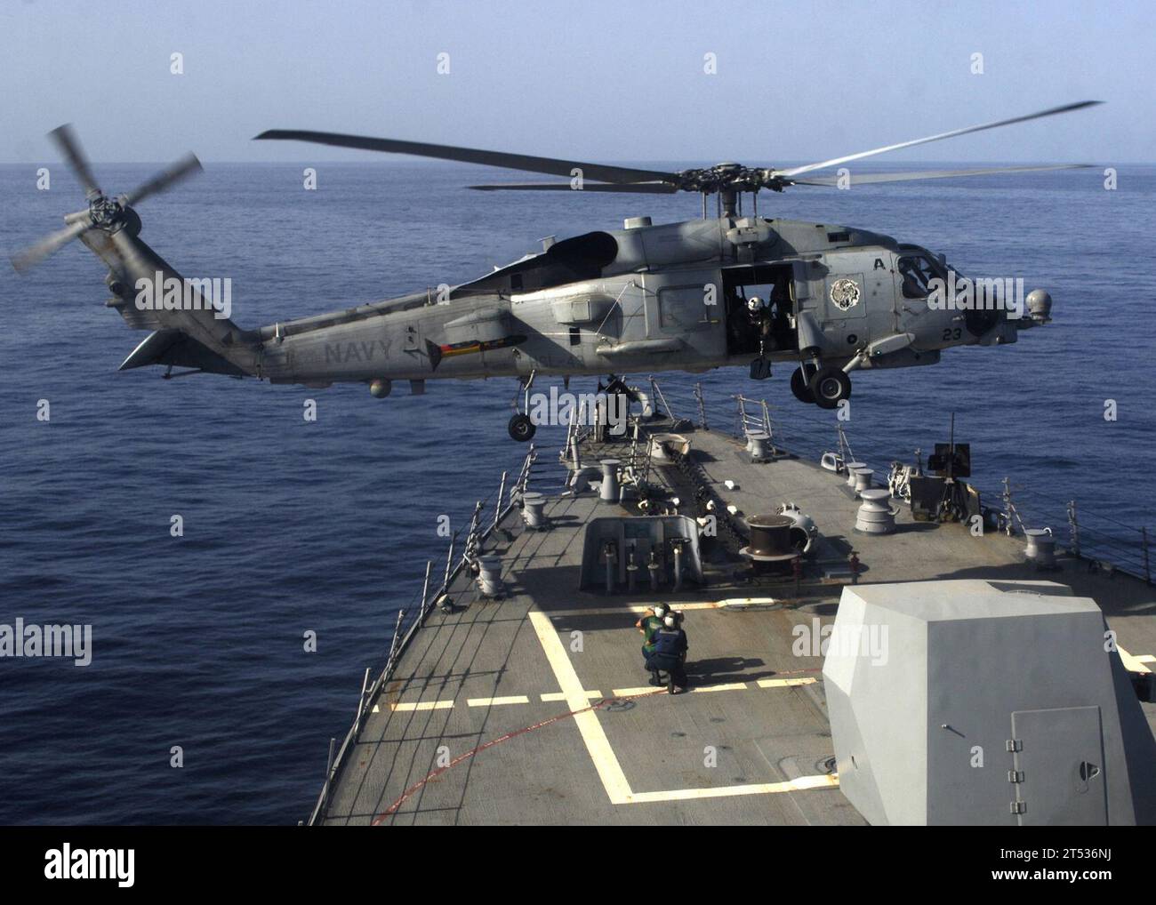 110606MM360-086 GULF OF ADEN (June 6, 2011) Sailors aboard an SH-60B ...