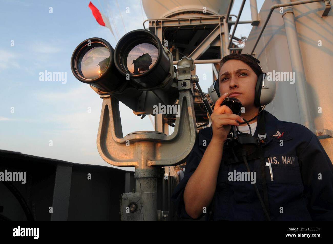 Big eyes, Binoculars, look out, sound powered phones, watch Stock Photo ...