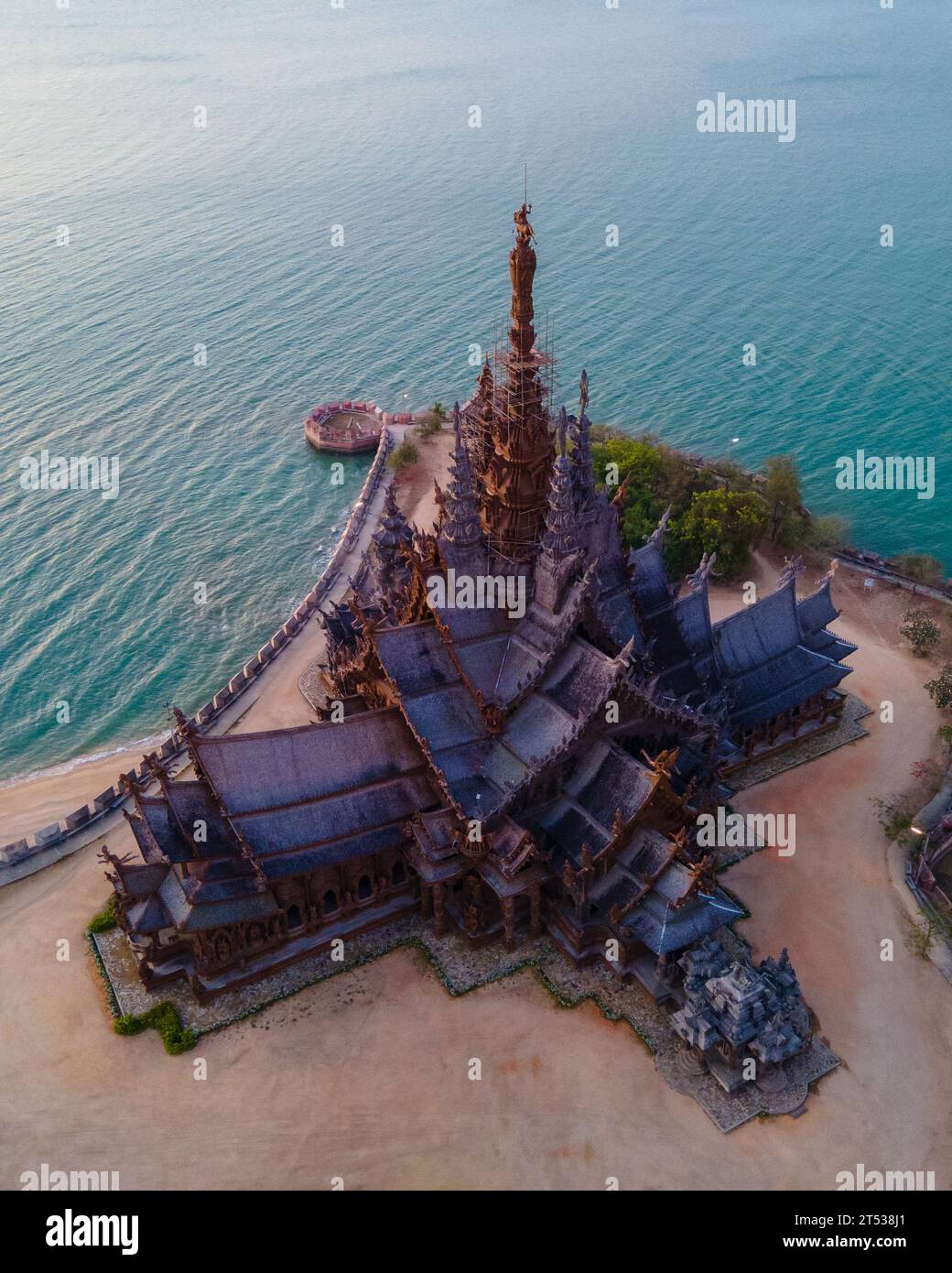 Sanctuary of Truth, Pattaya, Thailand, wooden temple by the ocean ...