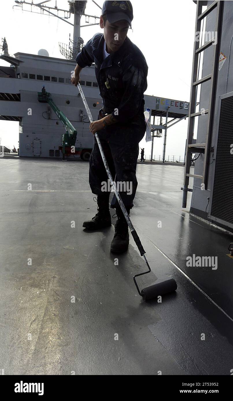 blue ridge, command ship, main deck, maintenance, navy, painting ...