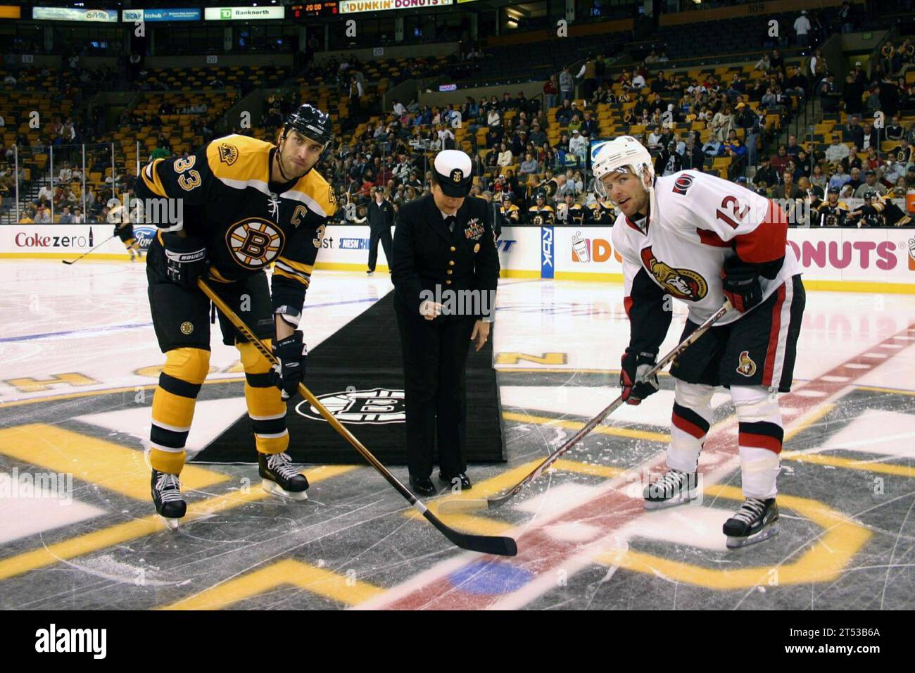 BOSTON, Boston Bruins team captain, ceremonial first puck., command ...