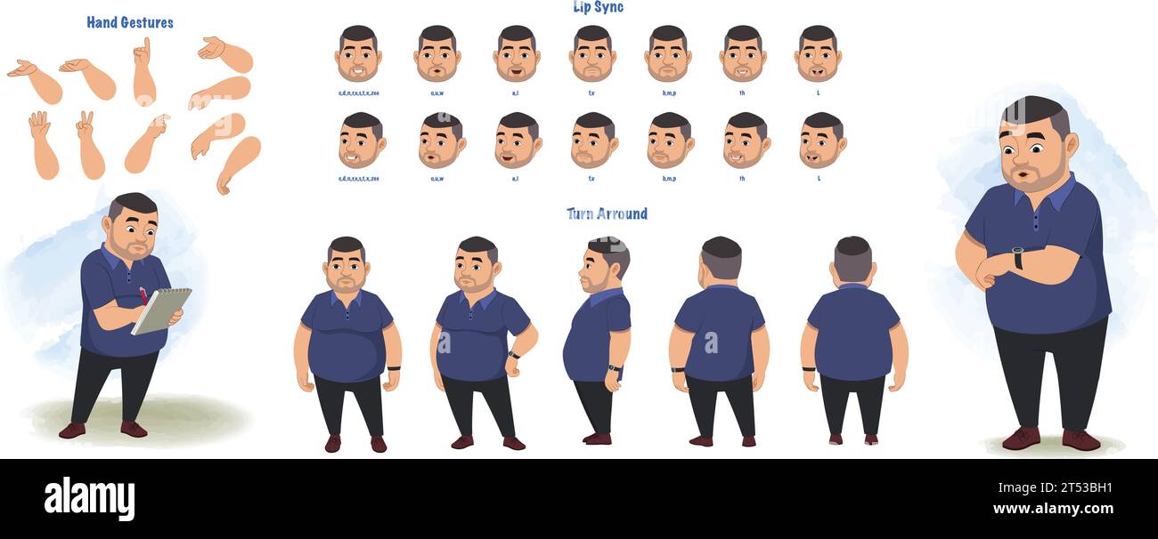 A male trainer, pt teacher model sheet. Teacher creation set. Trainer turnaround sheet, hand ...