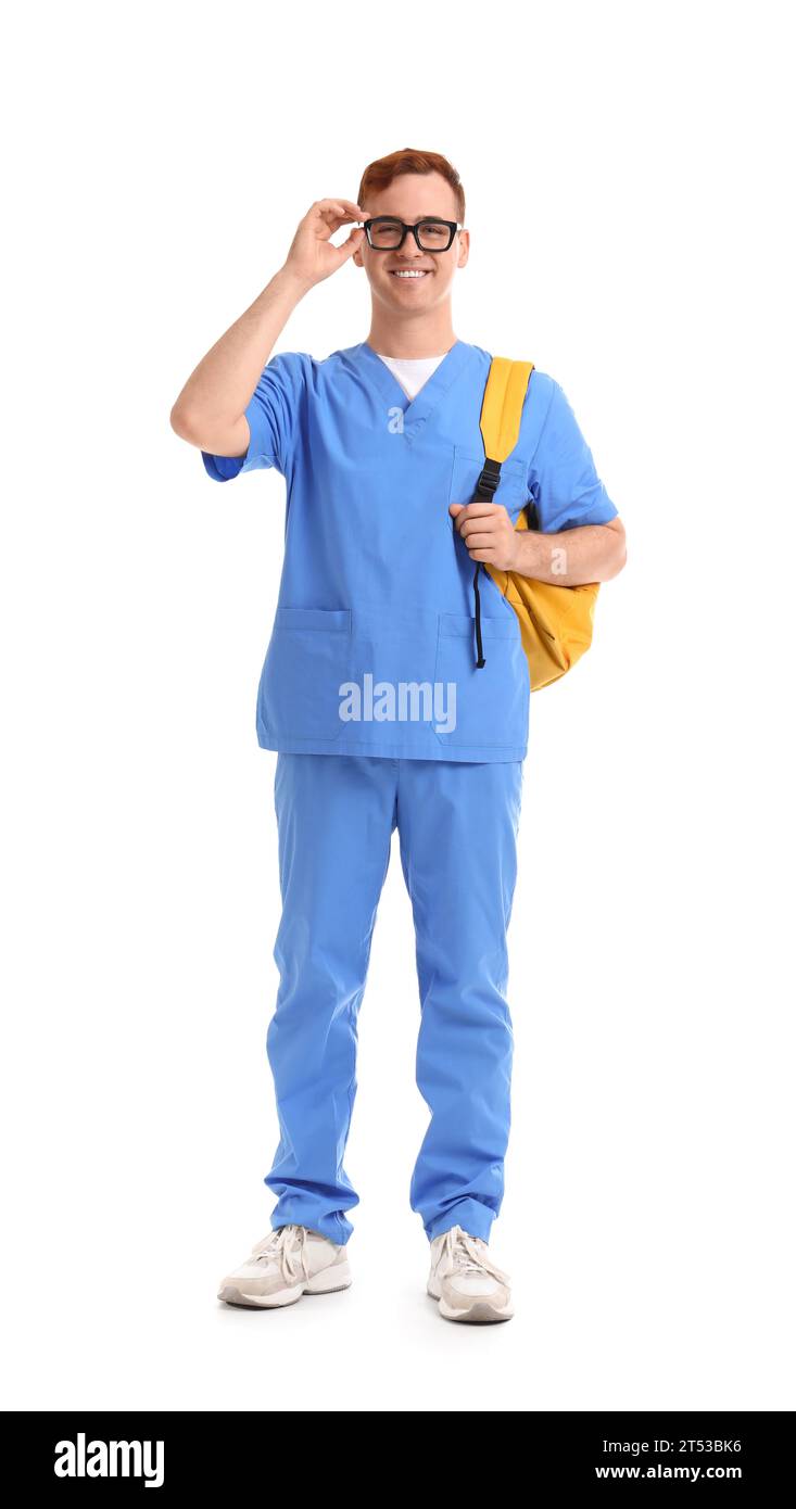 Male medical student on white background Stock Photo - Alamy
